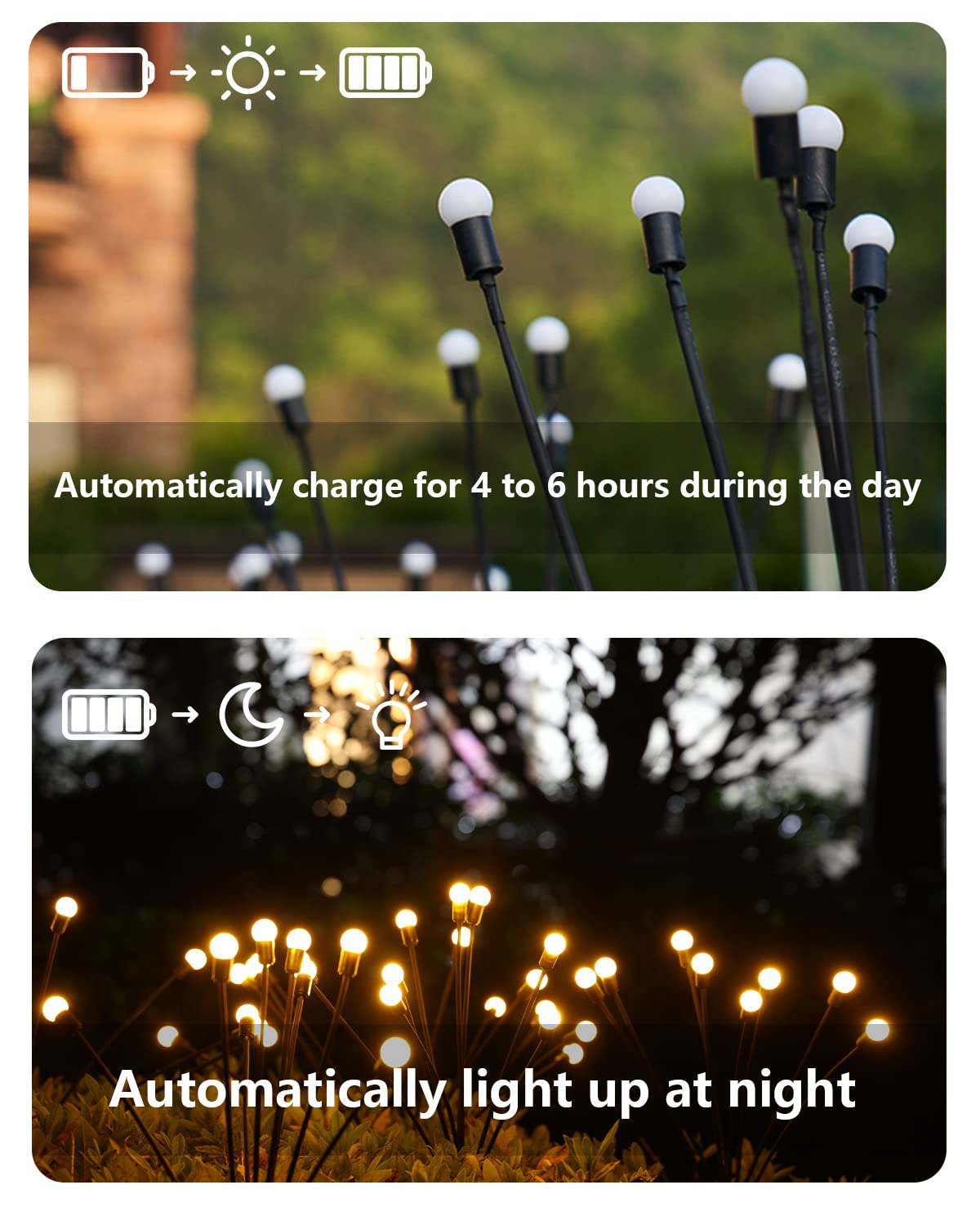 Solar Powered Firefly Lights, 10 LED Light Bulbs, Outdoor Waterproof Starburst Swaying Solar Garden Lights, Solar Decorative Lights for Pathway Yard Patio Landscape (1 Pack)