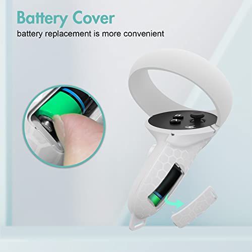 UPOK Alternative Controller Grips for Oculus/Meta Quest 2 - Accessories Battery Door Covers with Premium Adjustable Wrist Knuckle Leather Straps Fit Gym Class Basketball VR