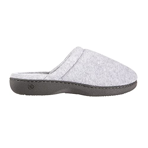 isotoner Women's Terry Slip On Clog Slipper with Memory Foam for Indoor/Outdoor Comfort, Heather Grey Rounded, 9.5-10