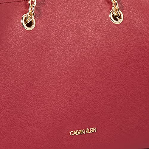 Calvin Klein Hailey Micro Pebble Triple Compartment Chain Satchel, Port