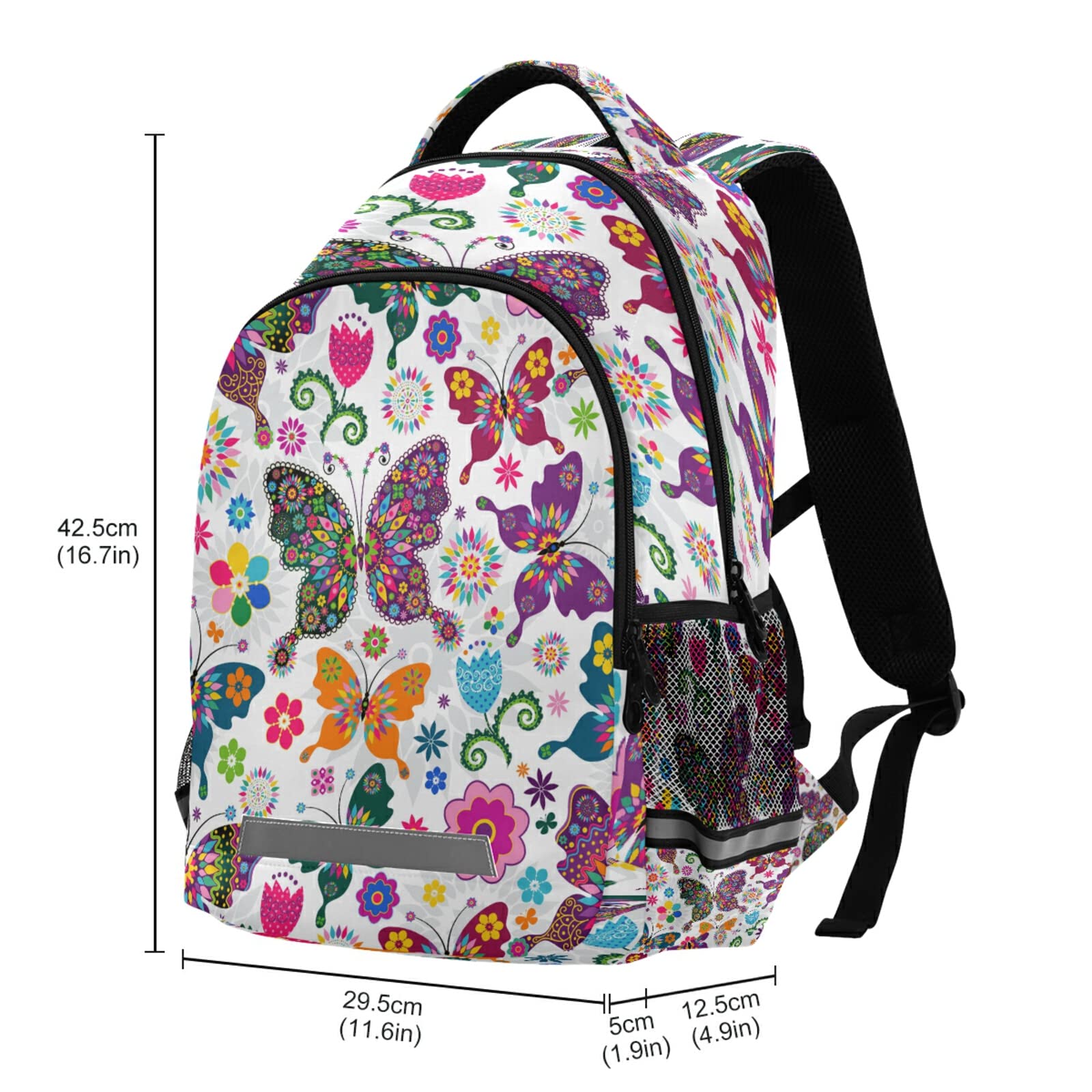 Colorful Butterflies Pattern Backpacks Travel Laptop Daypack School Book Bag for Men Women Teens Kids