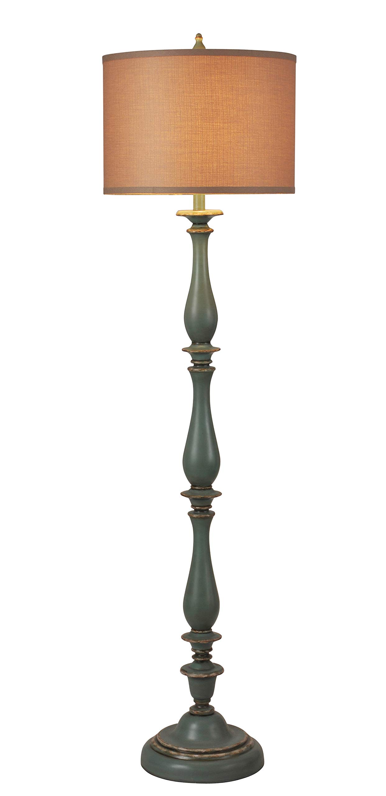 Collective Design L71520CDSAM Charlton, Distressed Blue Finish, Taupe Hardback Silk Shade Floor Lamp