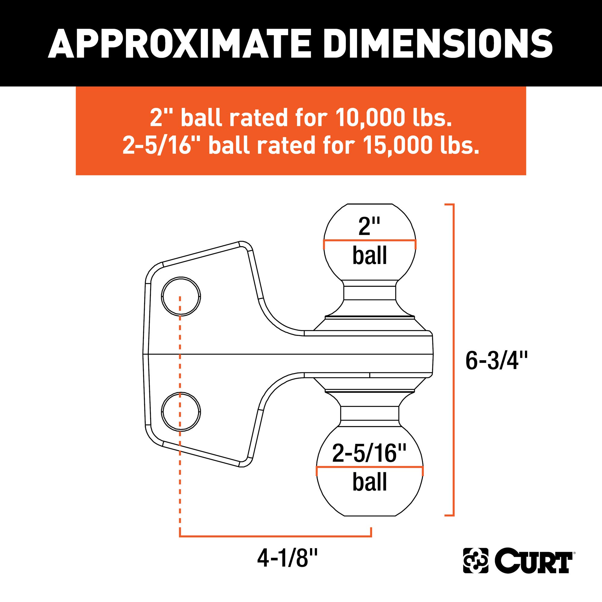 CURT 45952 Replacement Rebellion XD Dual Ball, 2, 2-5/16-Inch, Up to 15K