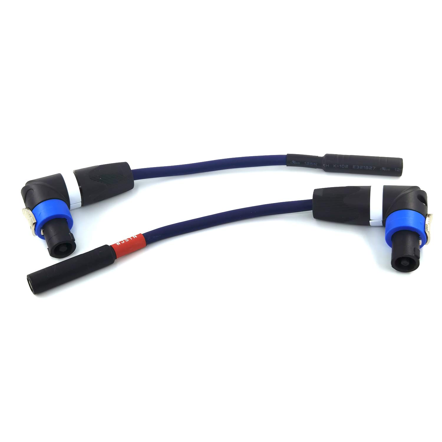 WJSTN-19 1/4 TS Female to Right Angle Speakon Speaker Audio Cable Right Angle Speakon To6.35 mm(Female) Mono Jack Adapter,1/4" to Twist Lock Right Angle Speak-on Cord -2 Pack (6IN)