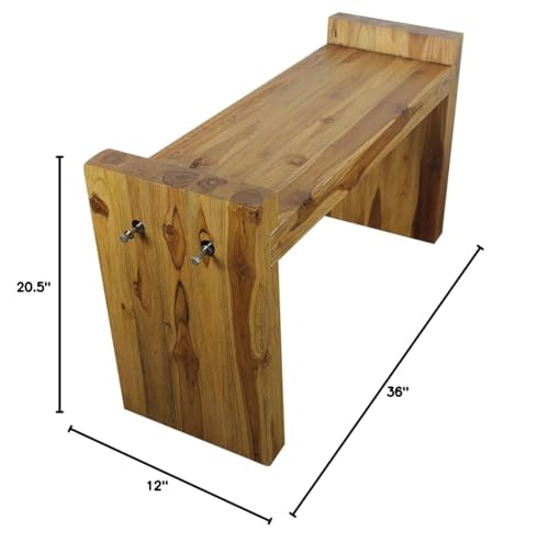 HaussmannĀ® Teak Block Bench 36 x 12.5 x 20.5 inch High KD Oak Oil