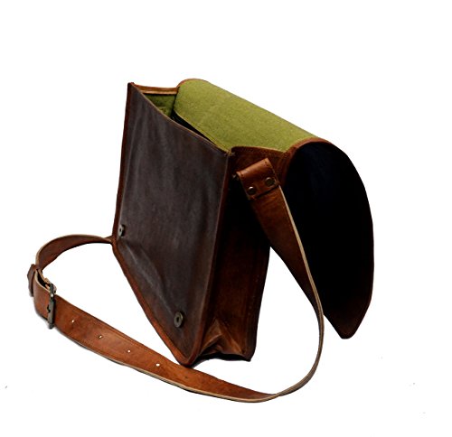 Leather Real Messenger Bag for Laptop Briefcase Satchel Men and Women Handmade Laptop Bag Satchel Bag Padded Messenger Bag (13 inch Small)