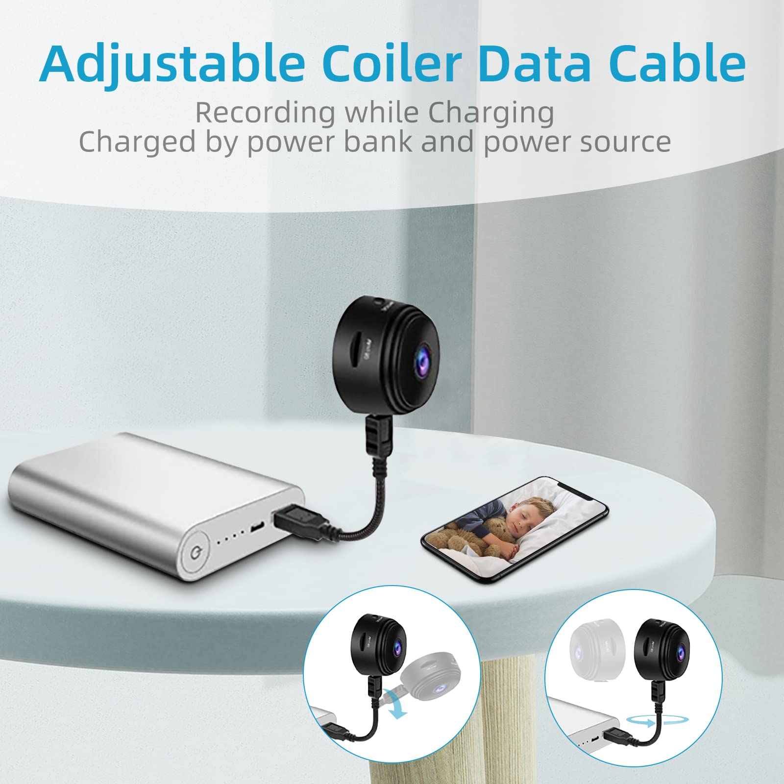 collee Mini Wireless WiFi Hidden Camera HD 1080P Home Security Cameras with Video Live Feed Covert Baby Nanny Cam with Cell Phone App Tiny Smart Cameras with Night Vision and Motion Detection