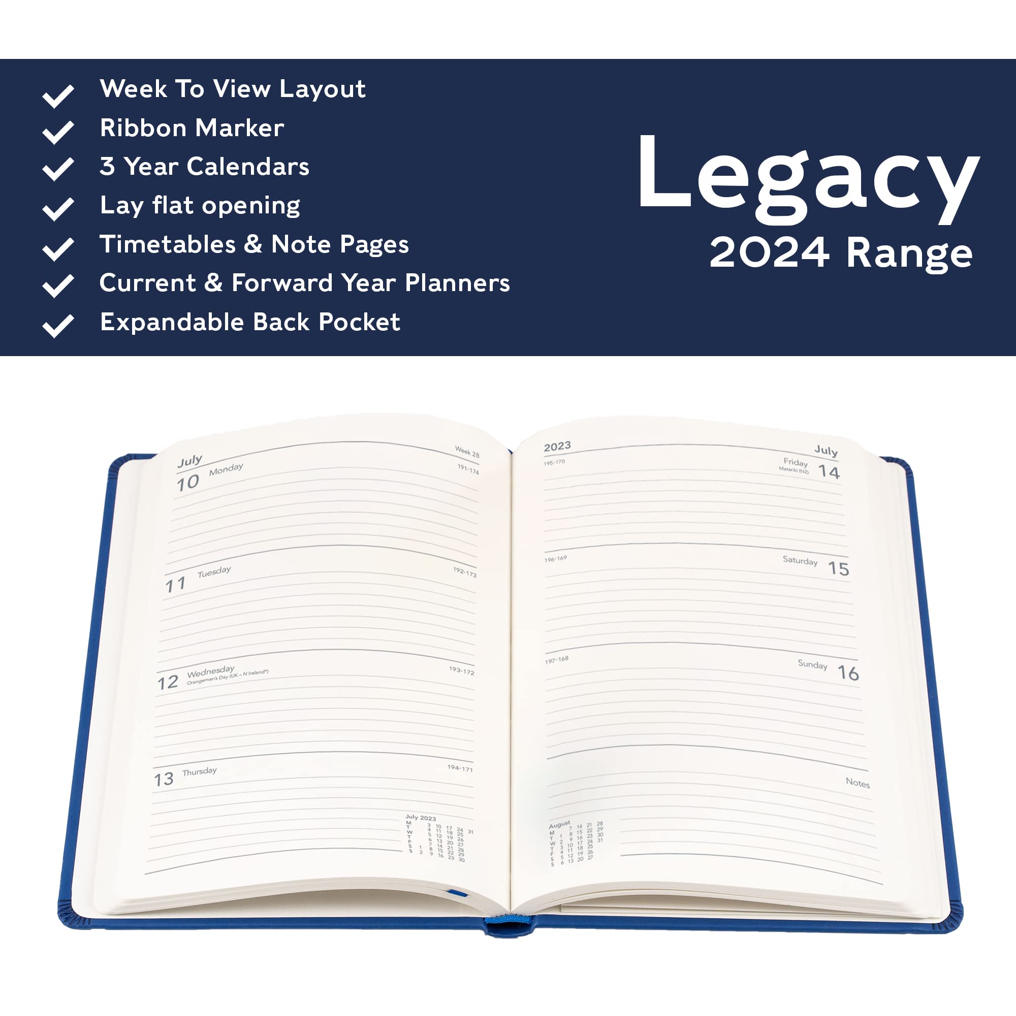 Collins Legacy Weekly Planner 2024 - Daily Planner 2024 Diary - Soft Touch Flexible Cover Weekly Calendar 2024 - A5 Size Agenda 2024 (Mint)