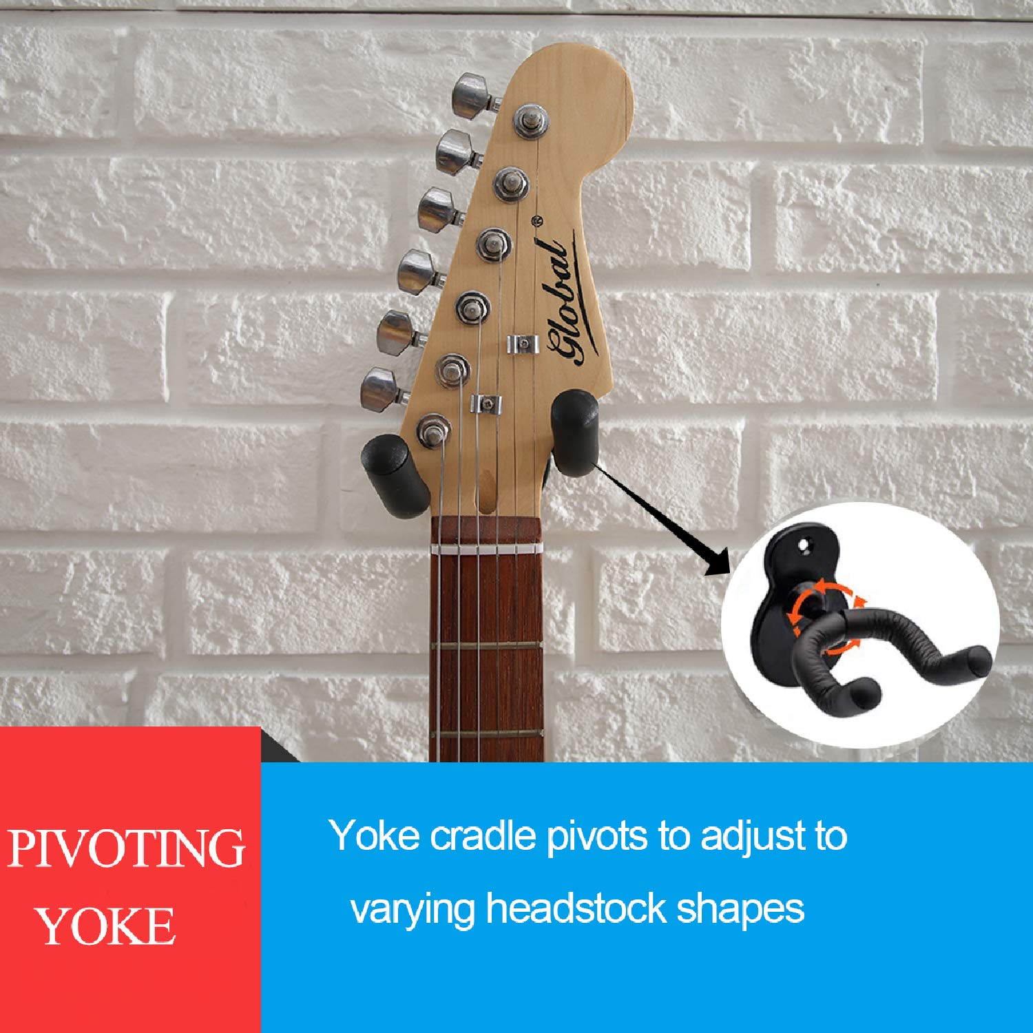 WOGOD Guitar Wall Mount Hangers, Guitar Wall Hanger 2 Pack,Guitar Hanger Wall Mount for Home and Studio