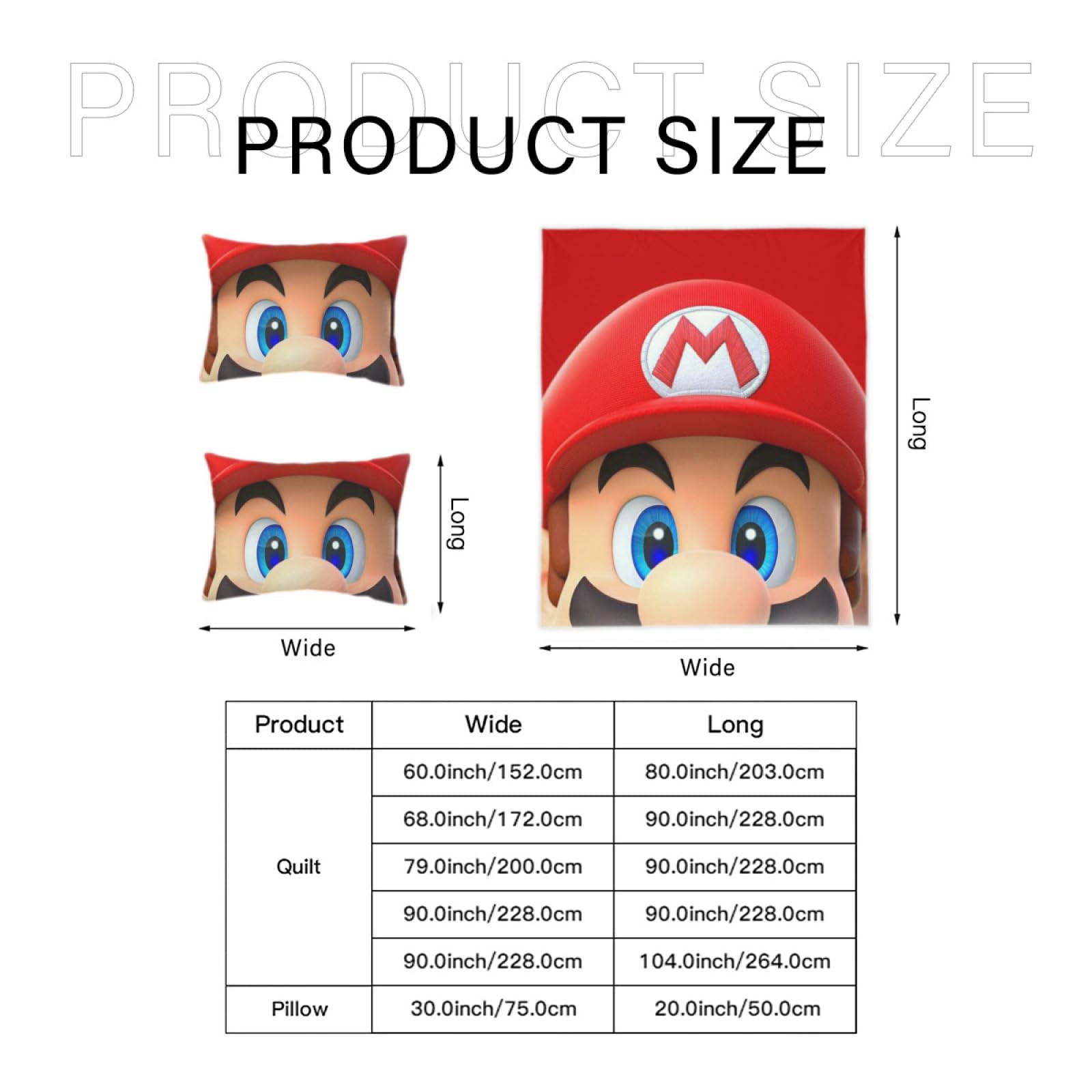 Cartoon Game Mario Comforter Set Mario Bedding Set for Girls Boys Mario Theme Comforter 3pcs Twin Size with Pillowcases