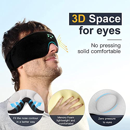 Sleep Mask with Bluetooth Headphones, Boodlab 3D Bluetooth Sleep Mask with Ultra Thin Speakers, Wireless Washable Sleeping Headphones for Meditation Travel, Cool Gadgets Gift for Women Man