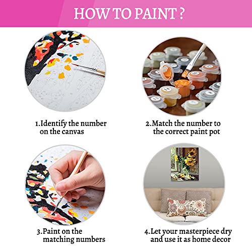Hlison DIY Paint by Number for Adults, DIY Sunflower Paint by Number on Canvas, Easy Adult Paint by Number for Kids Beginner, Home Wall Decor 16โx20โ