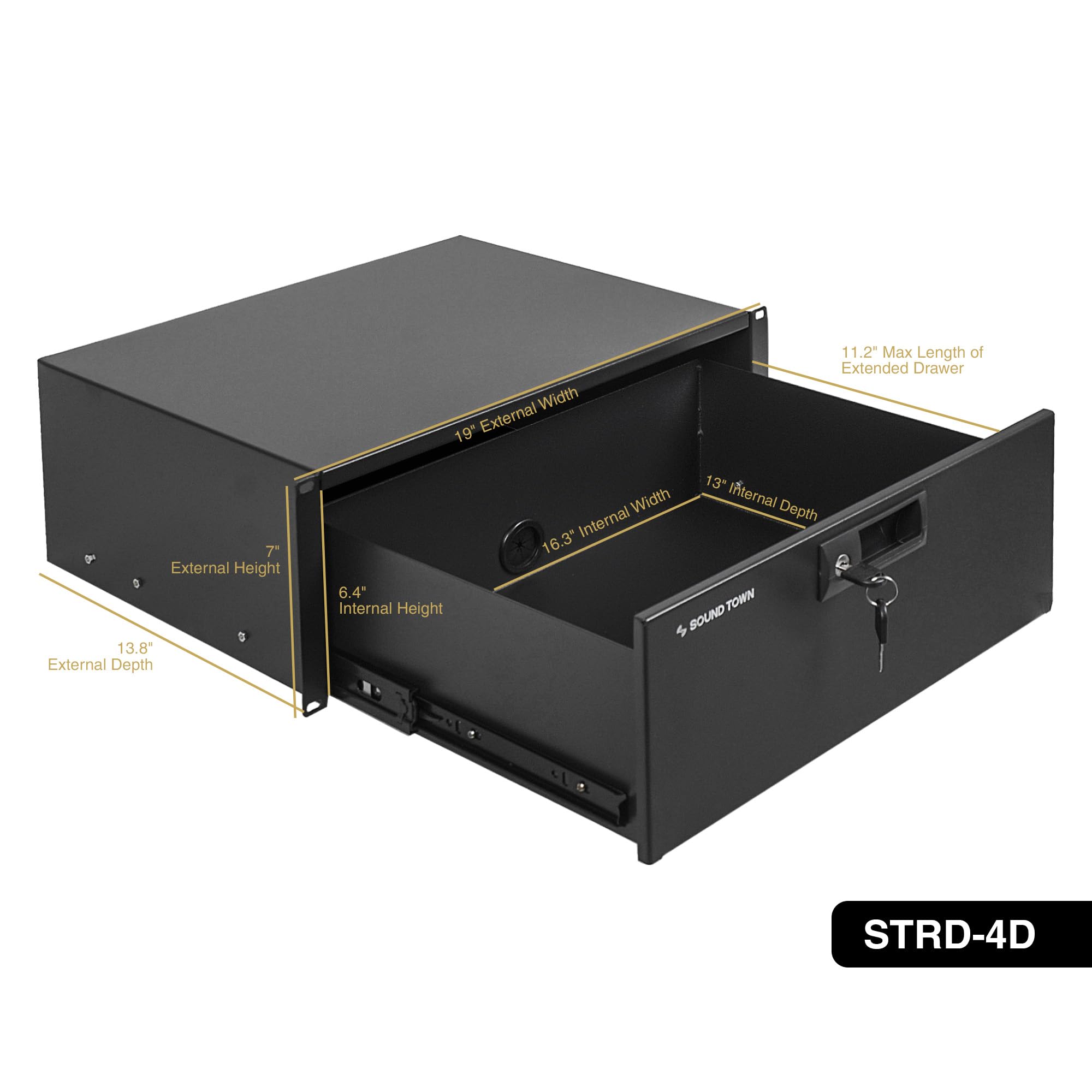 Sound Town 19-inch 4U Locking Rack Drawer, with Protection Foam (STRD-4D)