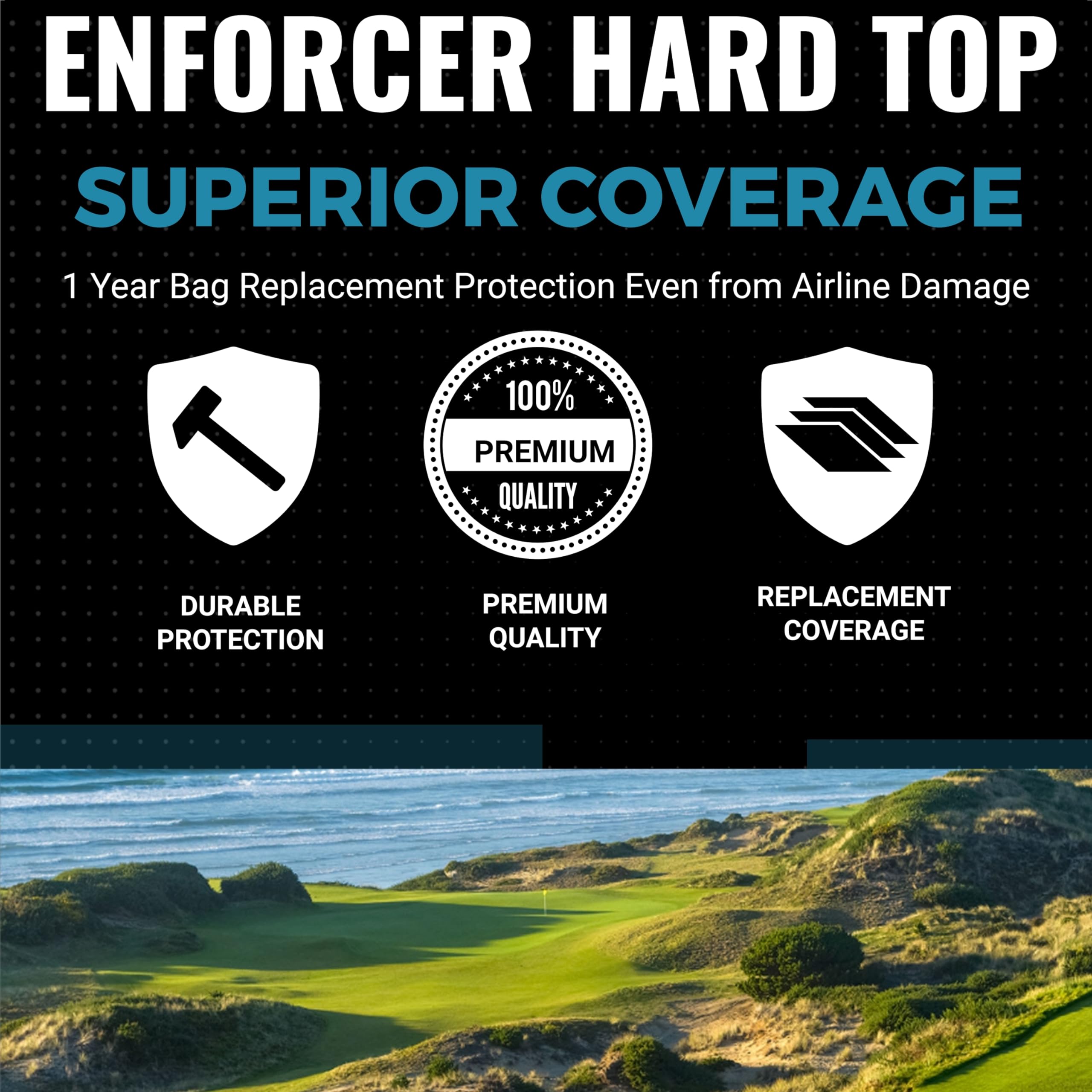 CaddyDaddy Enforcer Golf Travel Bag Soft-Sided Cover with Hard Top Protection, Wheels & Lockable X-Large Zippers. Case for Transporting Golf Clubs on Airlines, 1 Year Travel Case Replacement Coverage