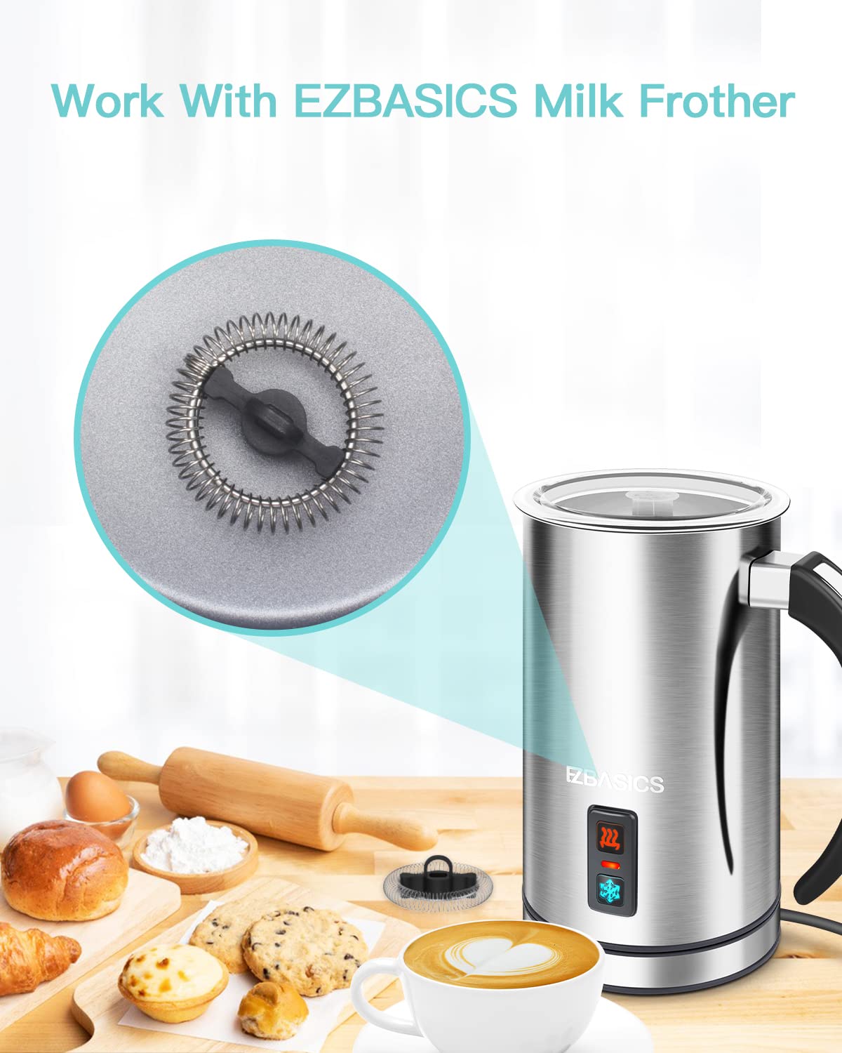 EZBASICS Electric Milk Frother and Warmer Replacement Whisk Set