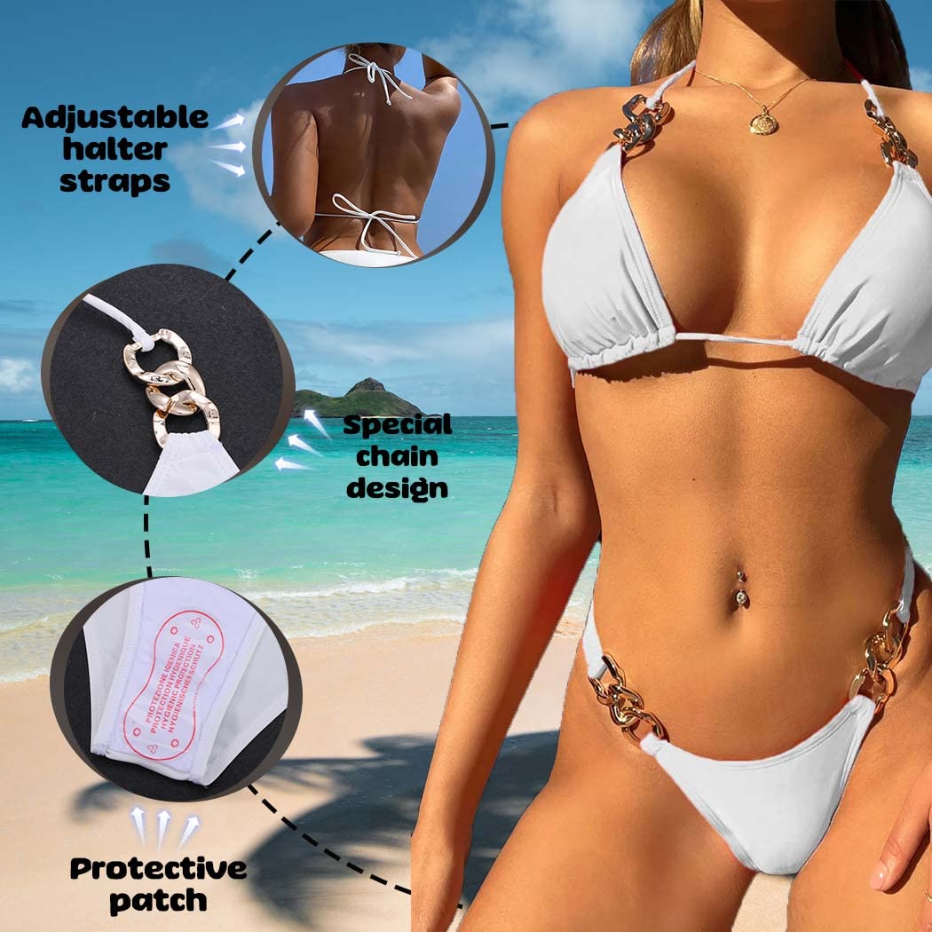 Bounzhi Women Two Piece Swimsuits High Waisted Bikini Sets Vintage Bathing Suit Beach Monokini Swimwear (as1, alpha, x_l, regular, regular, White)