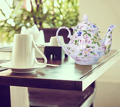 European Style Ceramic Teapot Coffee Pot Water Pot Porcelain Vintage Gift Tea Pot (Dog Rose)
