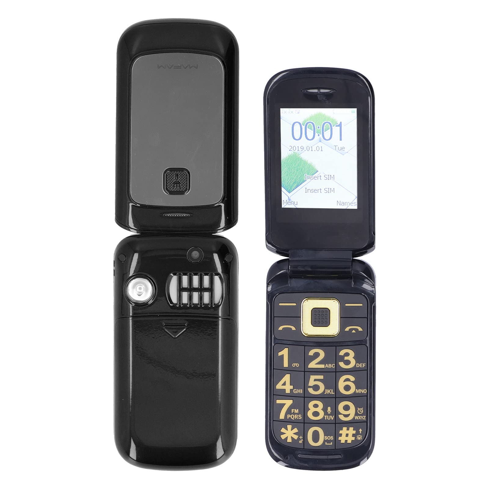Hilitand Unlocked Flip Phone for Seniors, 2.4inch Large-Font Loud Volume Flip Cellphone, Dual SIM, 1200mah Large Capacity Battery, Support 2G GSM800/850/900/1800(Black)