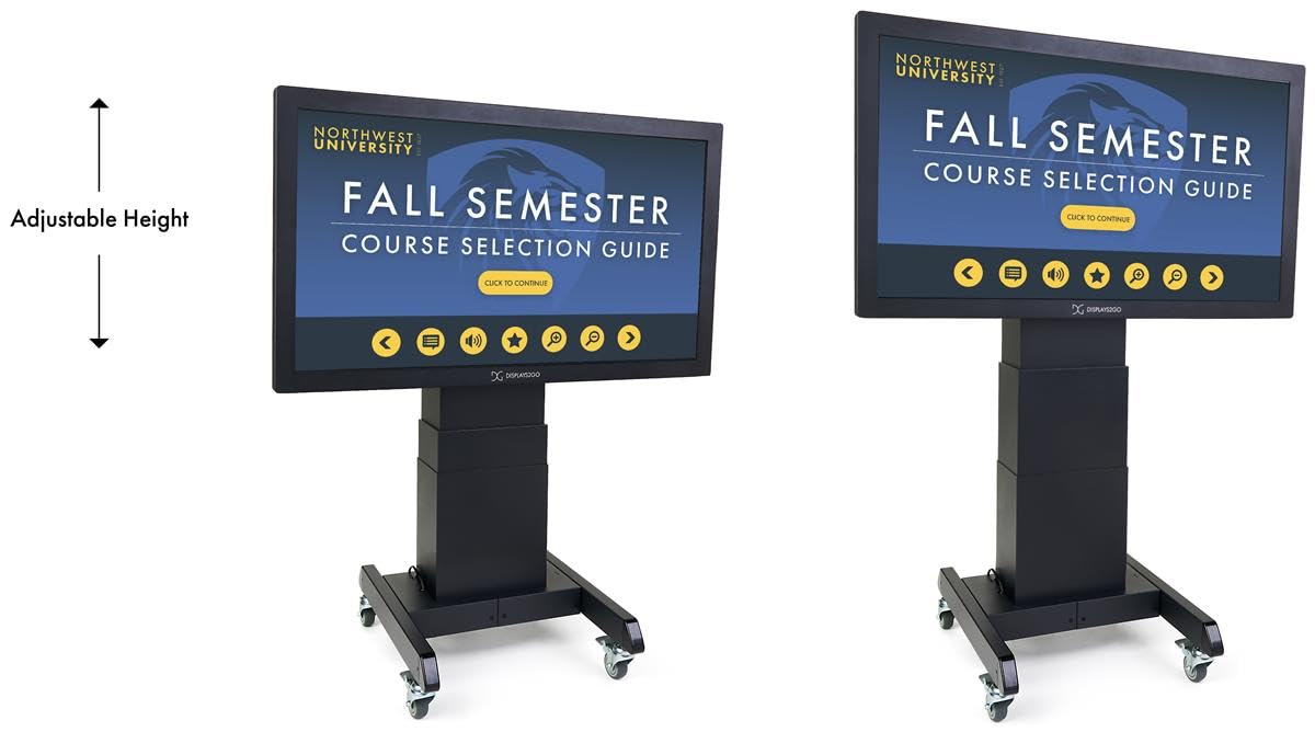 Displays2go 43" Mobile Interactive Display, Motorized Stand, Height & Tilt Adjusting - Black (DGITCHMT43)