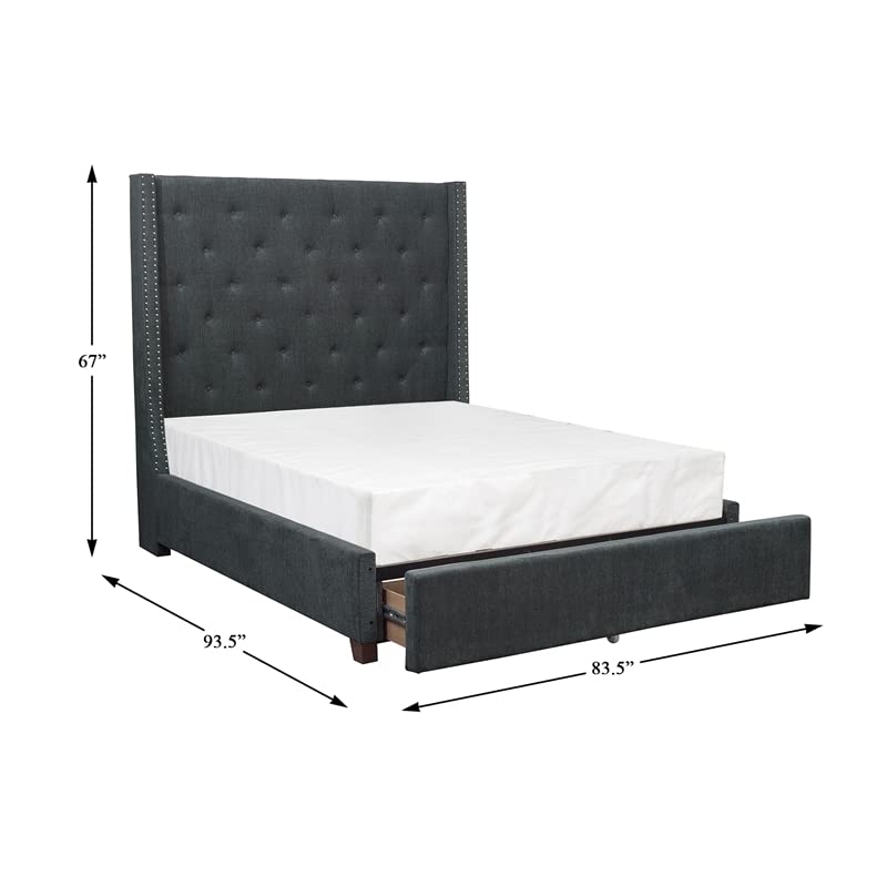 Lexicon Fairborn Fabric California King Bed with Storage Drawers in Gray