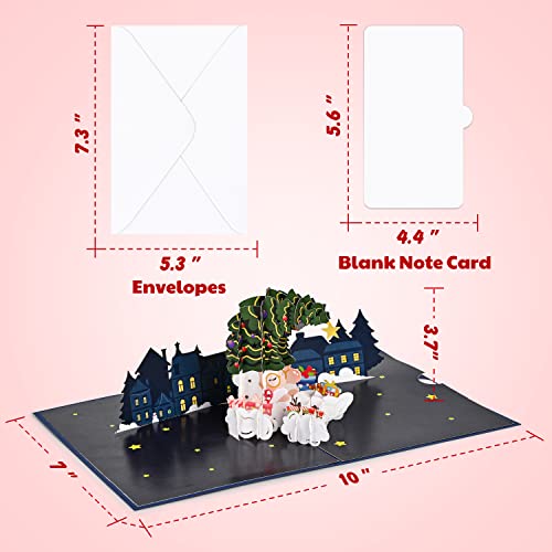 Mocoosy 4 Pack 3D Pop Up Christmas Cards Set, 5" x 7" Xmas Popup Greeting Cards for Kids, Holiday Blank Greeting Cards with Envelopes for Winter New Year Include Gnome Santa Christmas Tree Merry Christmas