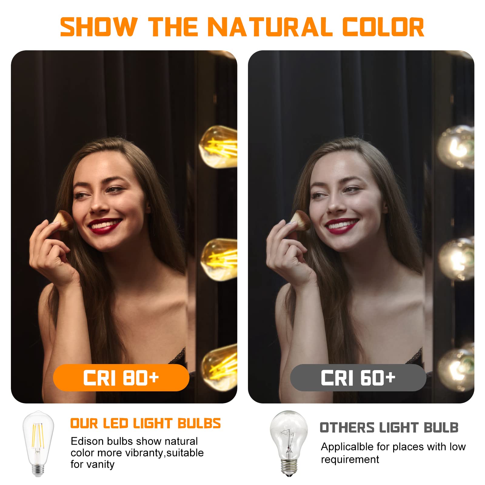 CRIRY Vintage E26 LED Light Bulbs Dimmable Edison Light Bulbs Vintage Edison Bulbs 60 W Equivalent,6W ST64/ST21 2700K Warm White Antique LED Filament Bulbs 800LM LED Bulbs,6 Packs