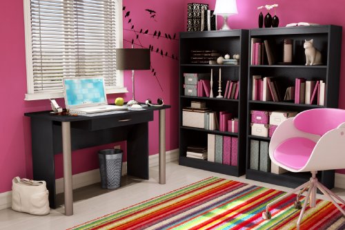 South Shore Axess 4-Shelf Bookcase-Pure Black