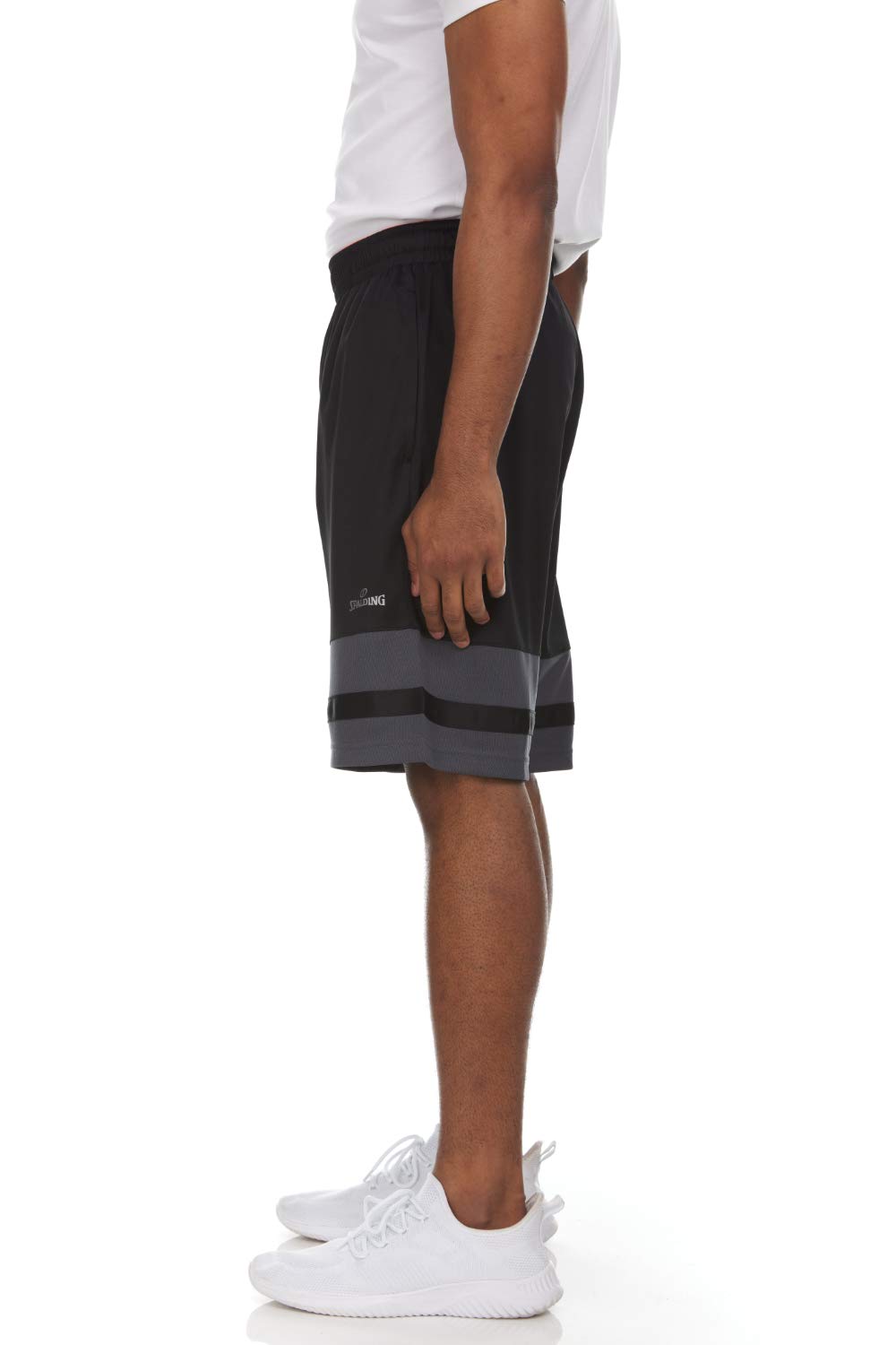 Spalding Mens Max Performance Basketball Short with 10" Inseam, Black/Graphite, L