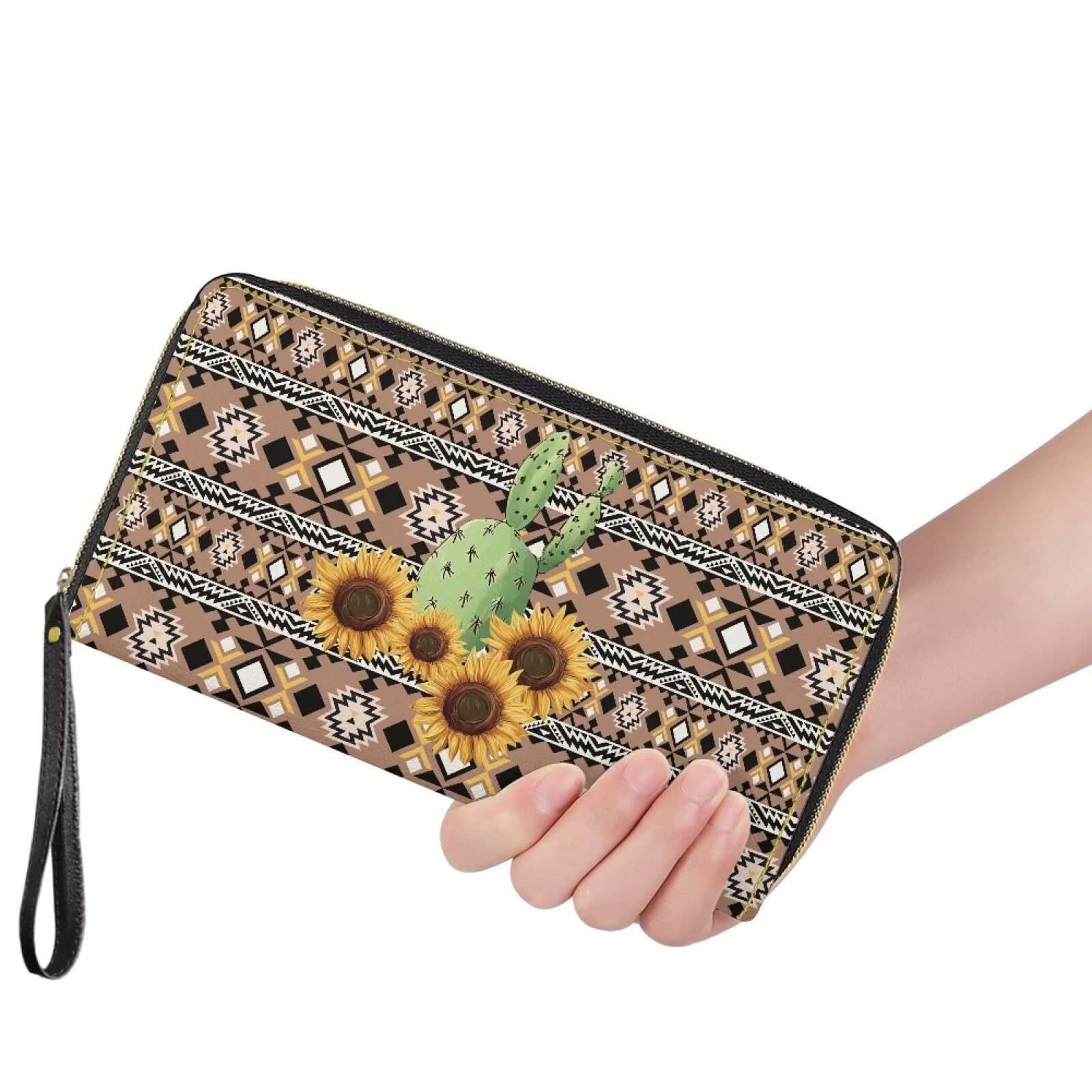 SCRAWLGOD Butterfly Floral Women Leather Wallets RFID Blocking Zip Around Credit Card Holder Clutch Purse Wristlet Strap