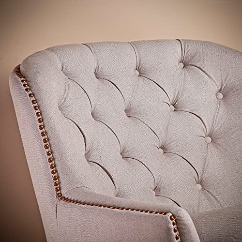 Christopher Knight Home Tafton Tufted Fabric Club Chair, Natural 35D x 33.5W x 34.5H in