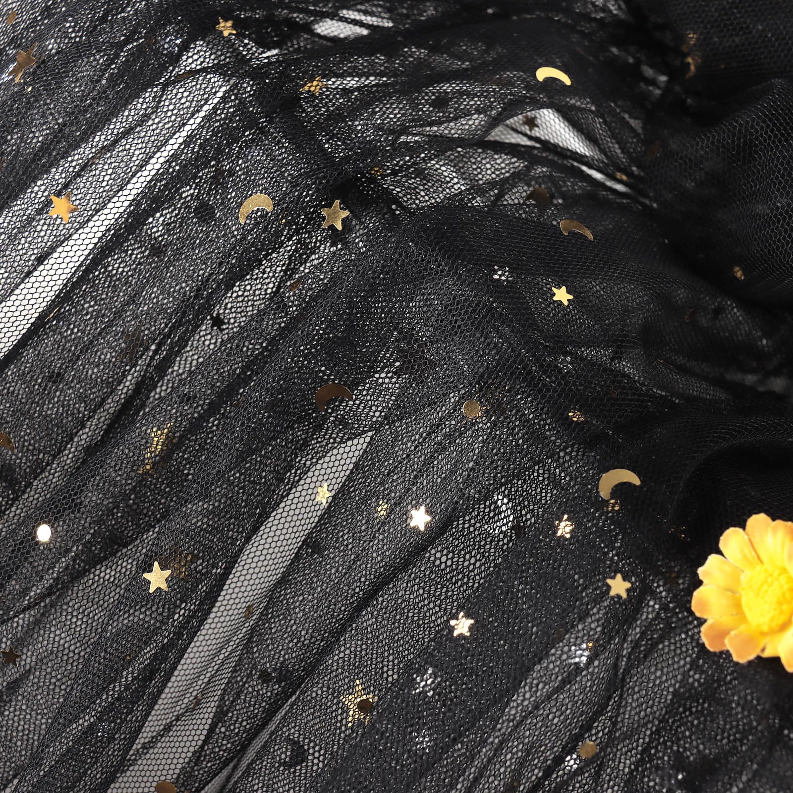 HAVII 59" x 8 Yards Navy Blue Glitter Tulle Rolls Star Moon Sequin Tulle Fabric Bolt for Photography Props Background Tutu Table Skirts DIY Sewing Crafts Wedding Party Decor