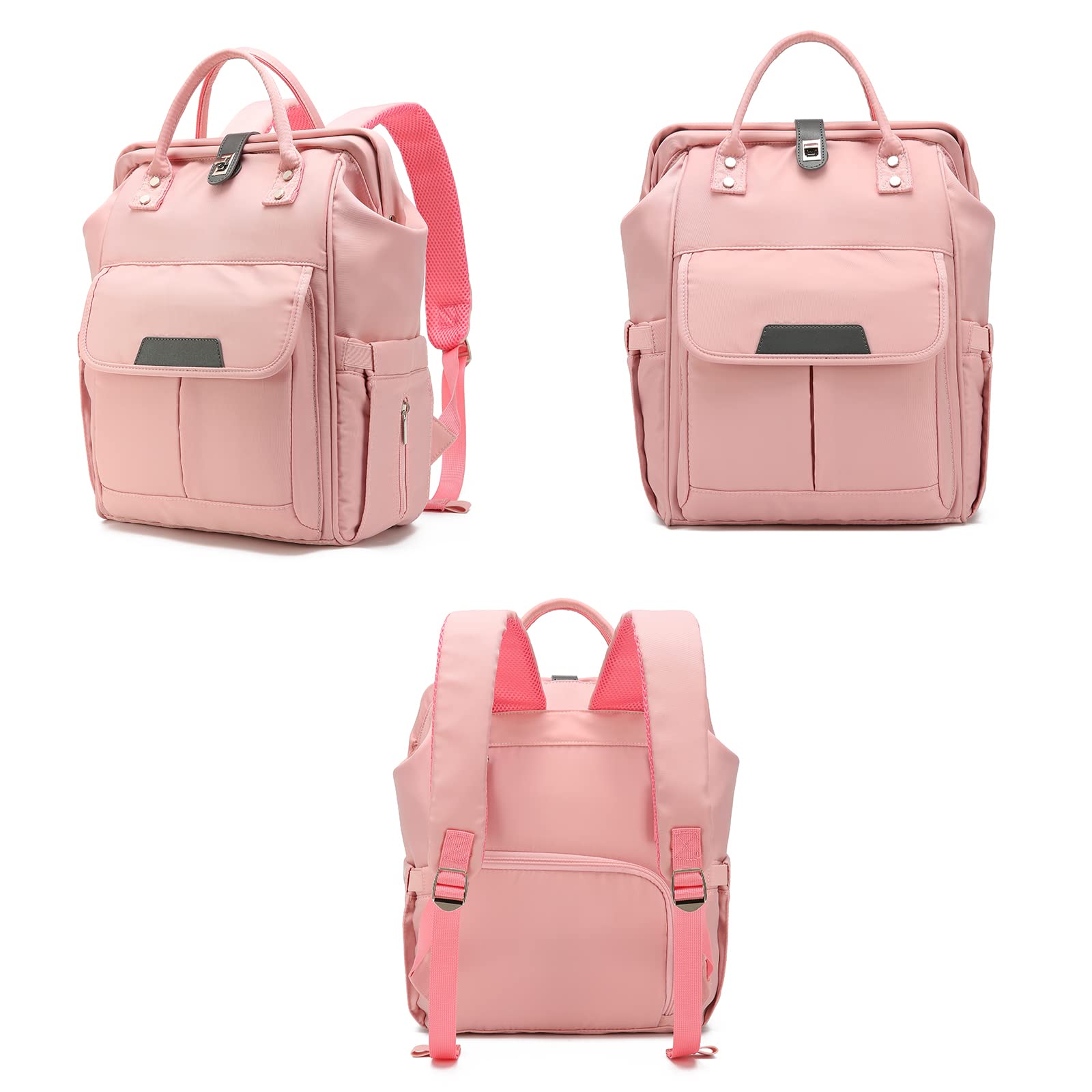 Diaper Bag Backpack Large Capacity Multifunctional Travel Maternity Nappy Baby Bag for Girls & Boys Stuff Newborn Essentials Waterproof (pink)