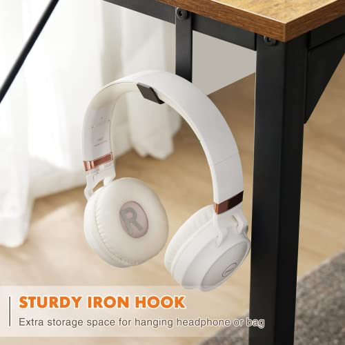 Small Computer Desk Small Office Desk 31 Inch Writing Desk Home Office Desks Small Space Desk Study Table Modern Simple Style Work Table with Storage Bag and Iron Hook, Wooden Desk for Home, Bedroom