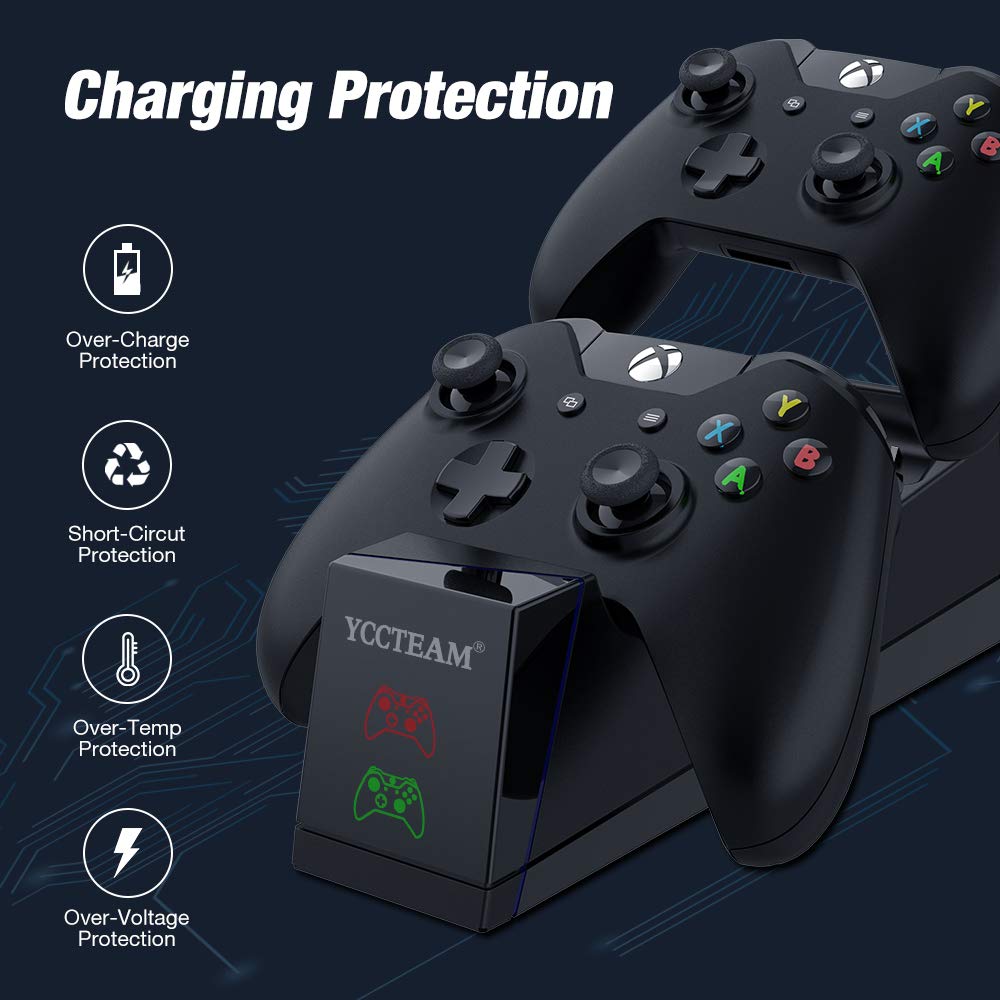 Controller Charger Station for Xbox One, One X/One S Controller, Y Team Dual Dual Controller Charging Dock Kits with 2 x 1200mAh Rechargeable Battery Packs