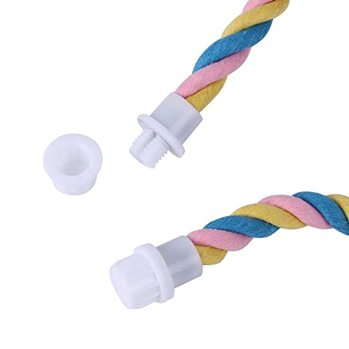 KLKCMS Colorful Bird Rope Perch Hanging Stand Climbing Rope for Parrot Budgies Parakeets Cockatiels, 23.6inch Length