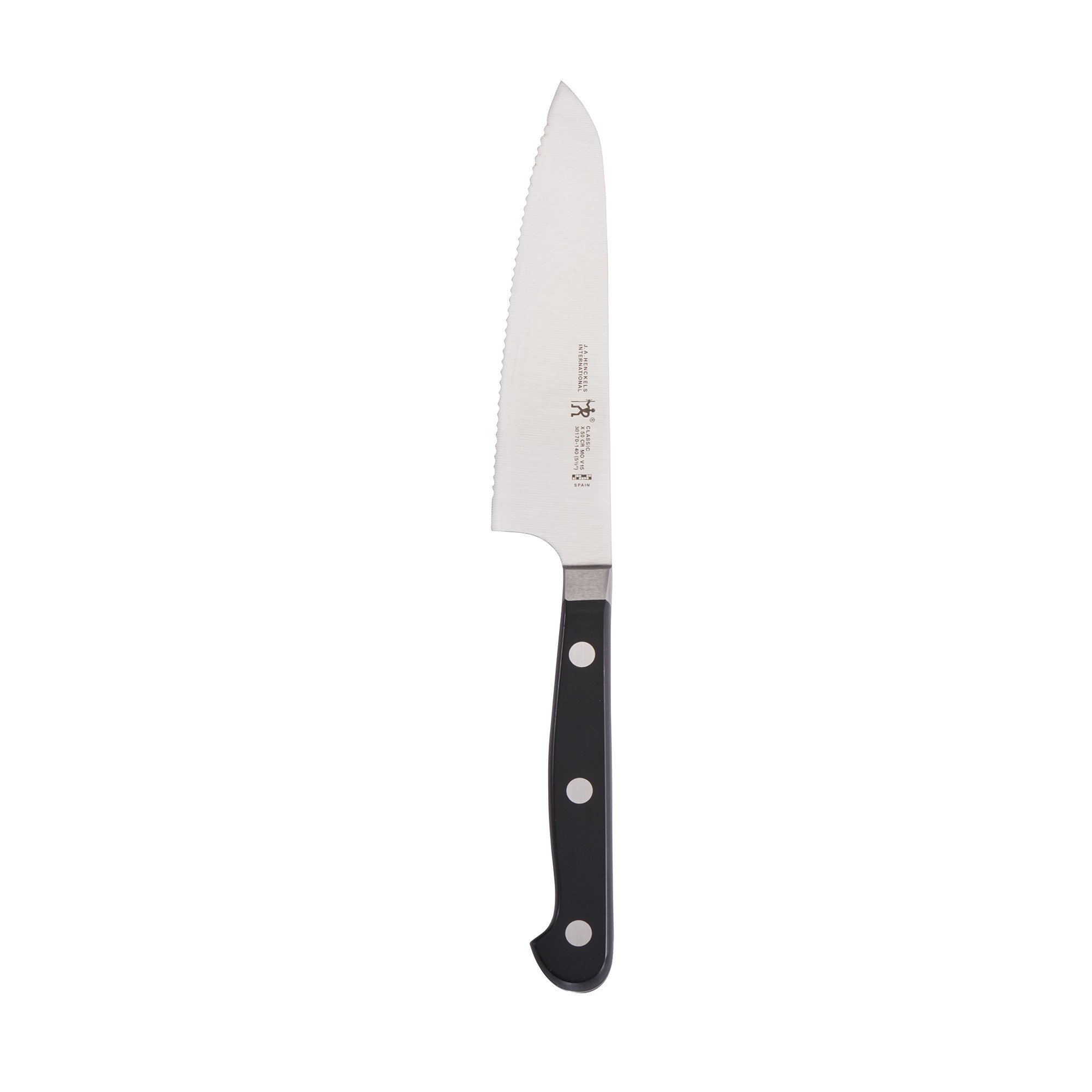 HENCKELS CLASSIC Christopher Kimball Edition 5.5-inch Serrated Prep Knife, German Engineered Informed by 100+ Years of Mastery, Stainless Steel