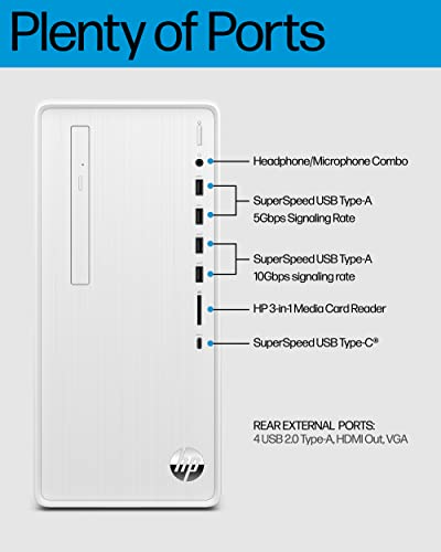 HP Pavilion Desktop PC, 12th Gen Intel Core i5-12400, 8 GB RAM, 512 GB SSD, Windows 11 Home, Wi-Fi 6 & Bluetooth, 9 USB Ports, Wired Keyboard & Mouse Combo, Pre-Built PC Tower, TP01-3050 (Renewed)