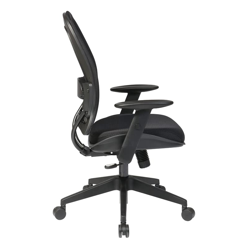 SPACE Seating Professional AirGrid Back and Mesh Seat, 2-to-1 Synchro, Adjustable Arms and Tilt Tension Task Chair, Dark Grey