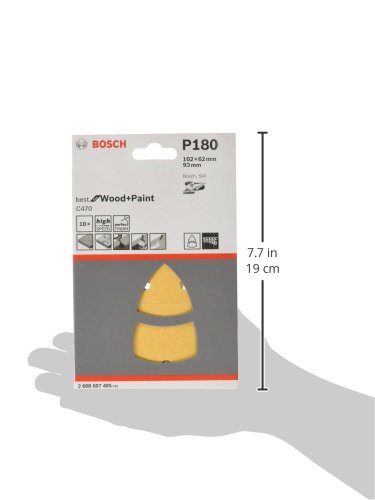 Bosch 2608607405 Sanding Sheets for Multi-Sanders Skil, Best for Paint-102 x 62 x 93 mm, 11 holes-180 grit, Grey