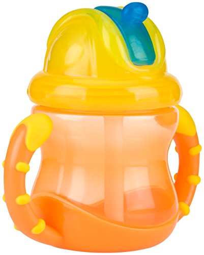 Nuby Two-Handle Flip N' Sip Straw Cup, 8 Ounce, Colors May Vary