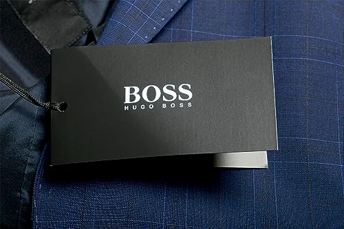 Hugo Boss Men's Huge6 Blue Slim Fit 100% Wool Plaid Blazer US 40L IT 50L