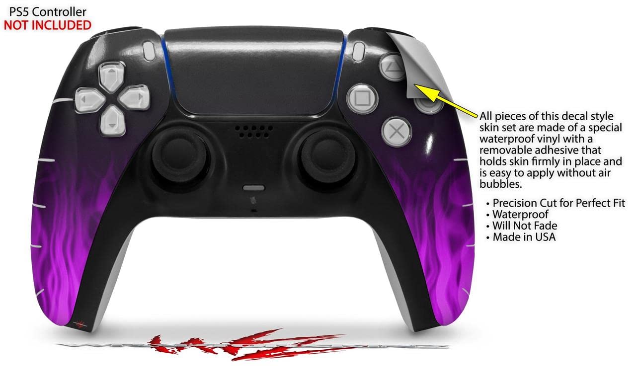 WraptorSkinz Skin Wrap compatible with Sony PS5 DualSense Controller Fire Purple (CONTROLLER NOT INCLUDED)