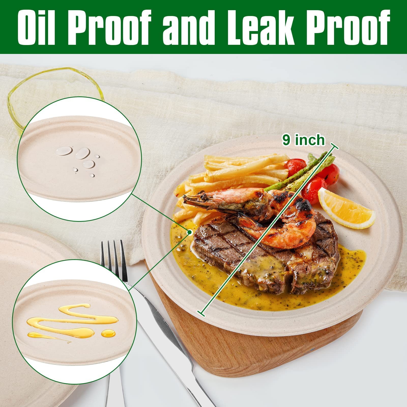 Biodegradable Sugar Cane Bagasse Plate Disposable Sugarcane Paper Plates