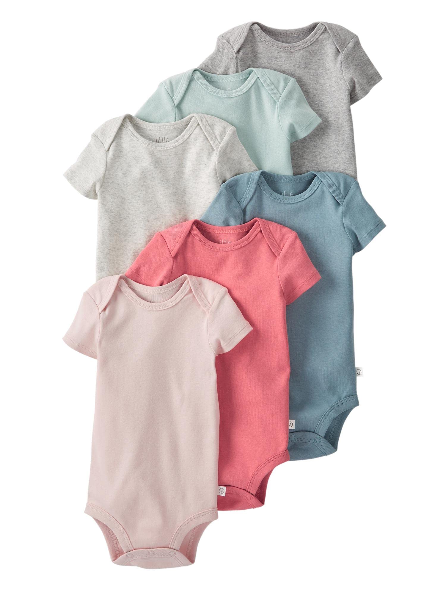 little planet by carter's unisex-baby 6-pack Organic Cotton Short-sleeve Rib Bodysuits, Pink Multi, 24 Months