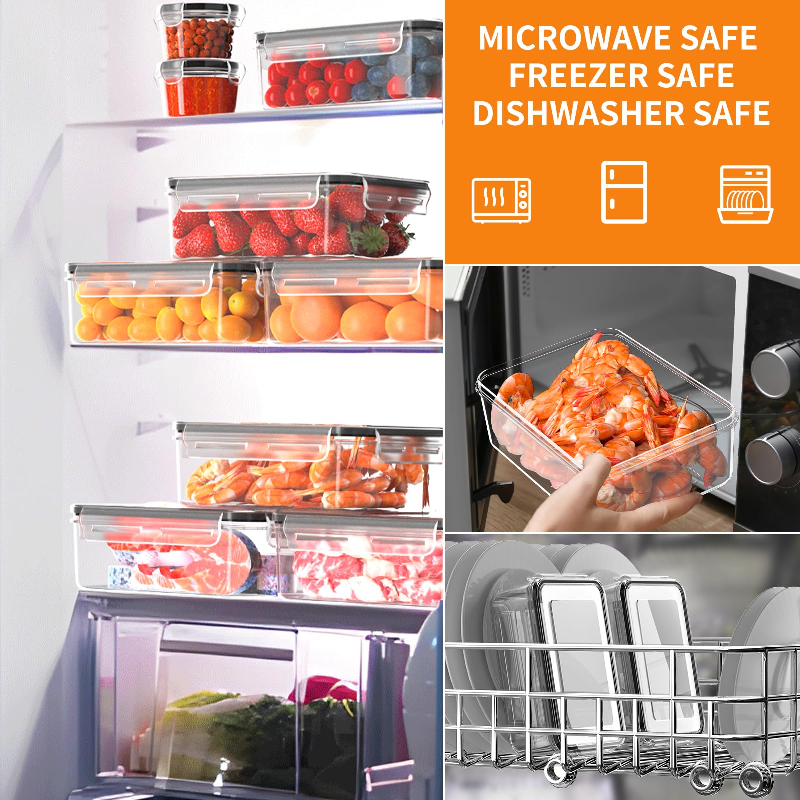 HOMETALL 18 PCS Food Storage Containers with Lids, Plastic BPA-Free Meal Prep Containers Reusable, Airtight & Leak proof Large Food Containers with Labels & Pen