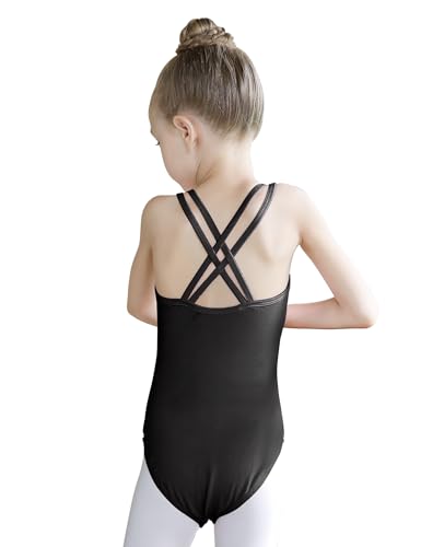 Daydance Black Dance Leotards for Girls, Sleeveless Camisole Ballet Outfits