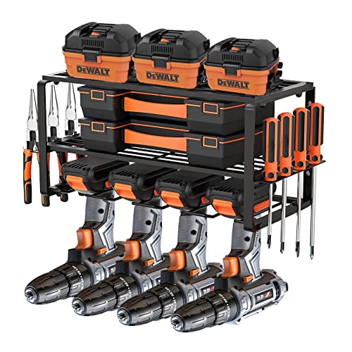 Jubilin Power Tool Organizer Wall Mount, Heavy Duty Cordless Power Tools Holder, Garage Tool Organizer and Storage, Practical Power Tool Storage Rack, Perfect for Father's Day - 3 Layers, Black