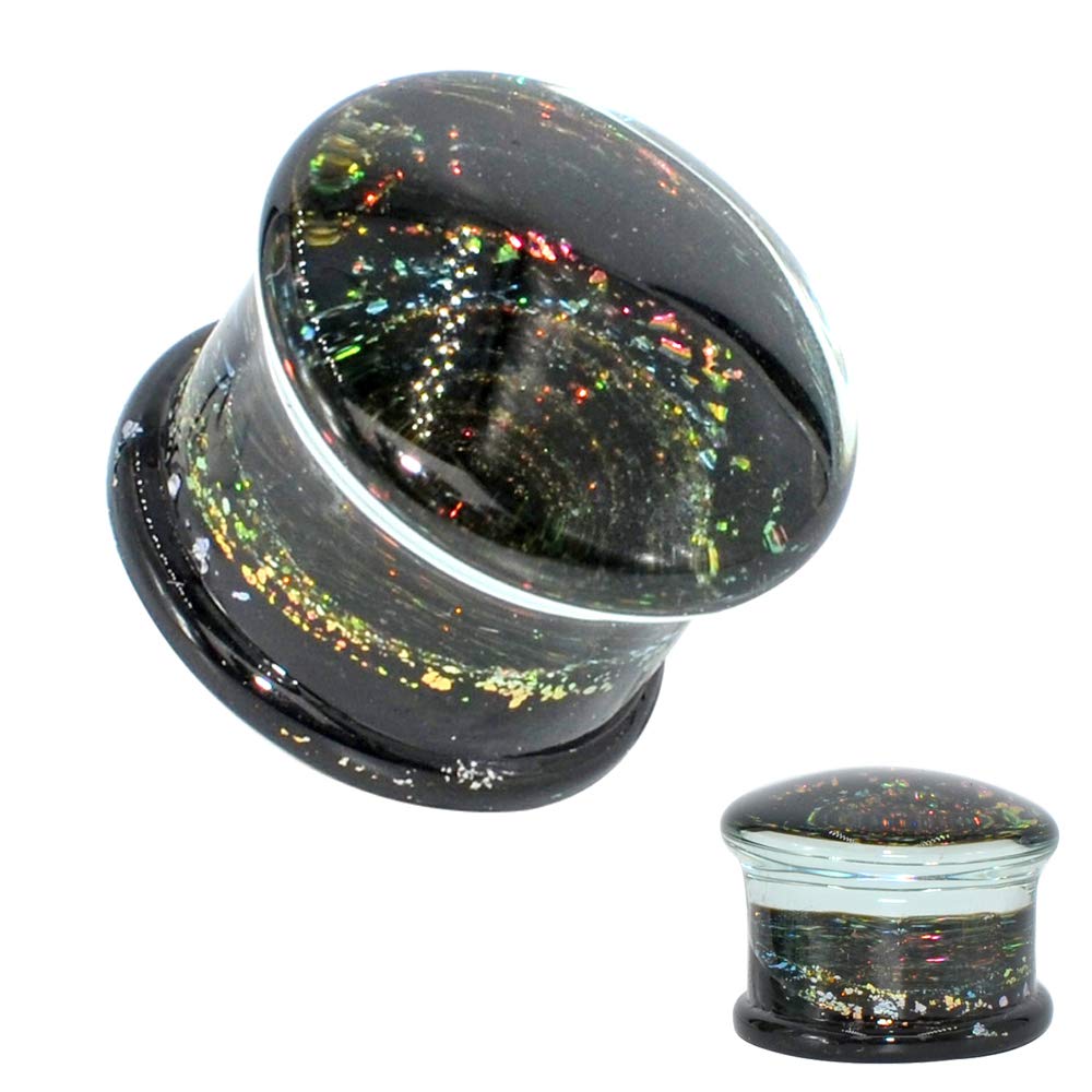CHUANCI Pair Pyrex Glass Galaxy Ear Plug Inspiration Dezigns Double Flared Glass Plugs Gauges Multi Color Expander Body Piercing Jewelry (2G(6mm))