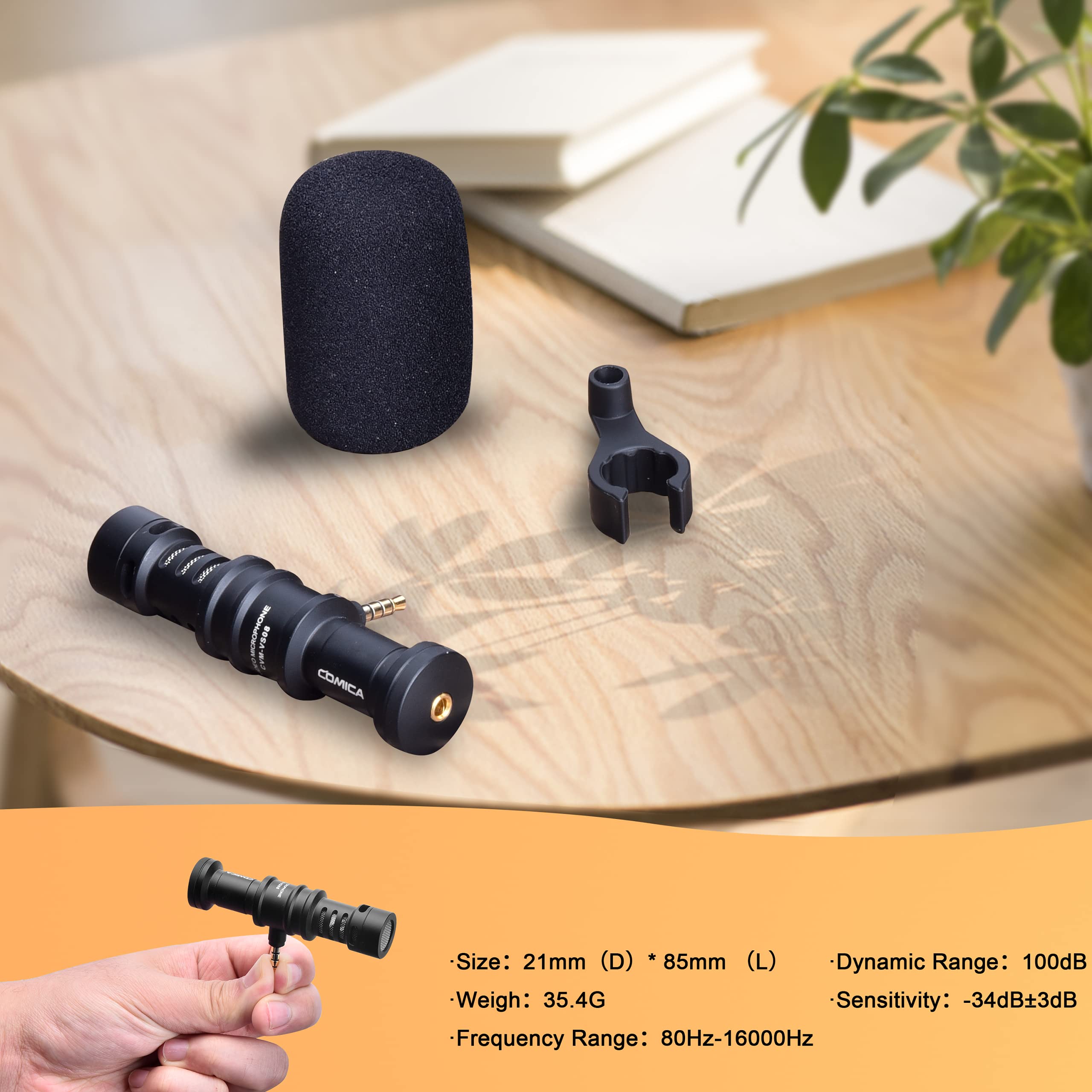 comica CVM-VS08 Professional Cardioid Video Shotgun Microphone, 3.5mm-Trrs Mic for iPhone iPad Samsung Huawei Android Smartphones, Perfect for Video Recording