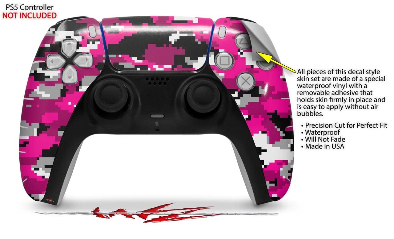WraptorSkinz Skin Wrap compatible with Sony PS5 DualSense Controller WraptorCamo Digital Camo Hot Pink (CONTROLLER NOT INCLUDED)